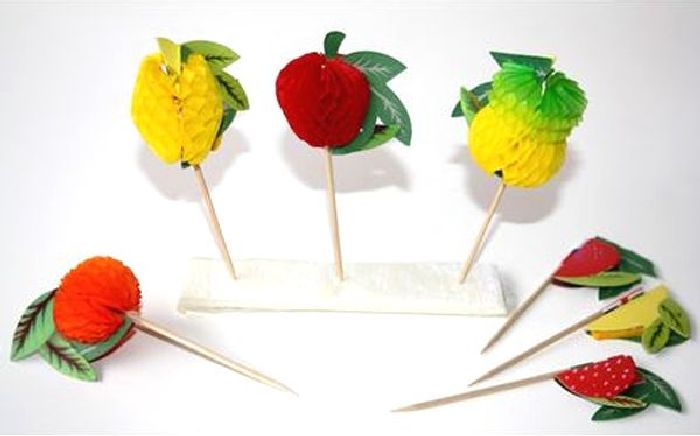 24 piques cocktails fruits assortis-pique bois-accessoire déco