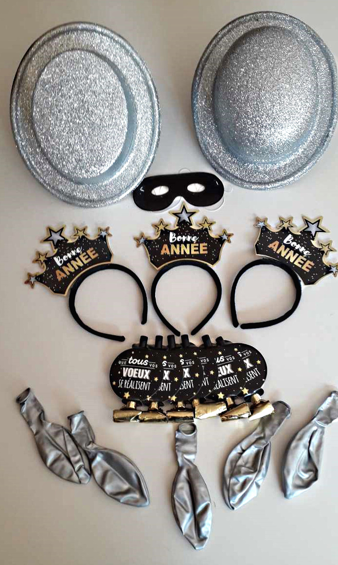 Kit cotillons argent nouvel an